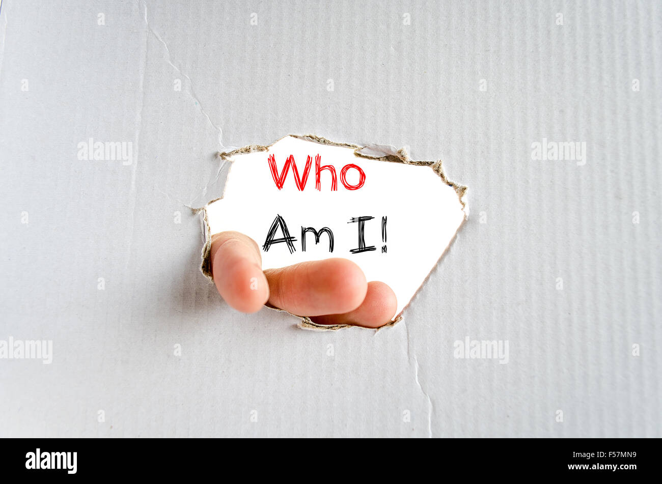 Who am i text concept isolated over white background Stock Photo - Alamy