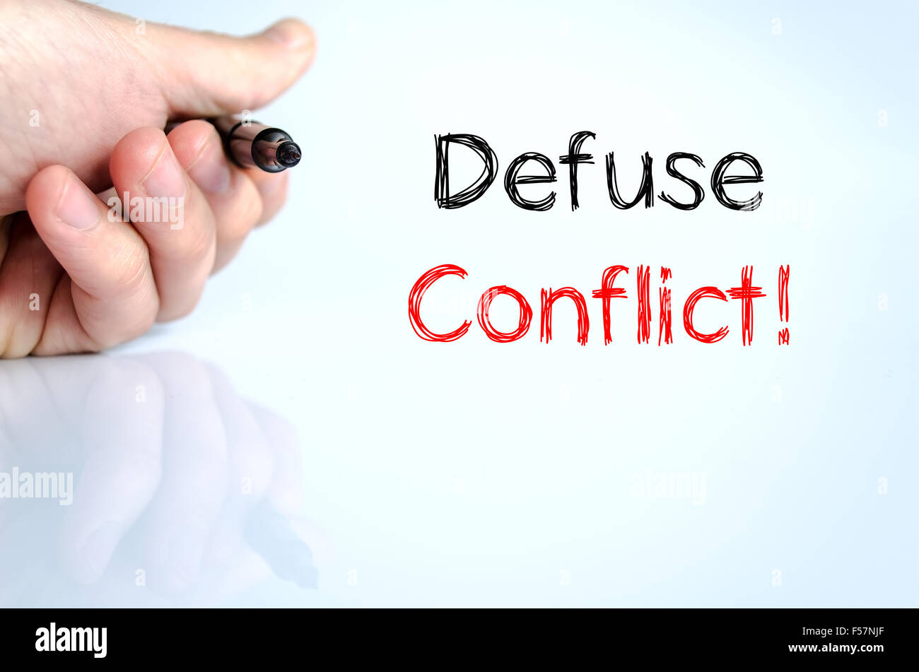 Defuse conflict text concept isolated over white background Stock Photo ...