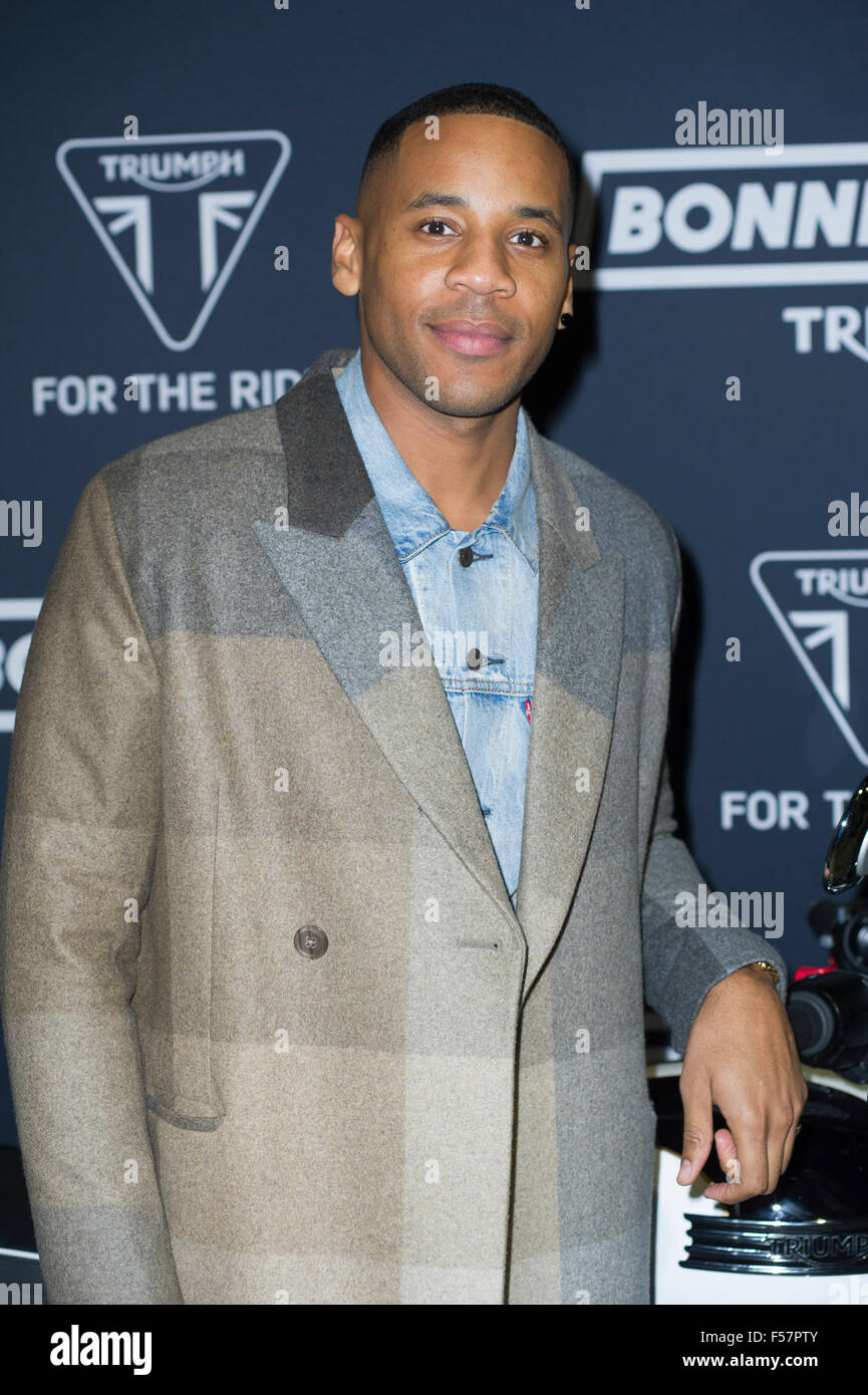 London, UK. Reggie Yates at theTriumph Motorcycles VIP launch party ...