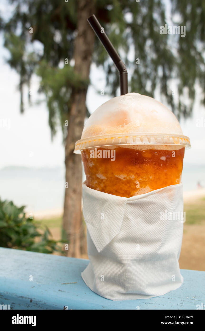 vacation ocean pot drink sand escape holiday Stock Photo - Alamy