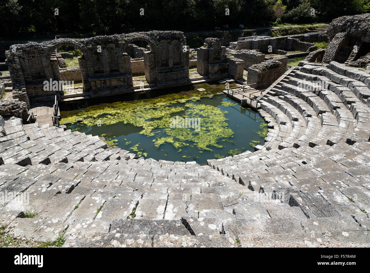 The ancient theater in the archaeological site of Butrint in Albania ...