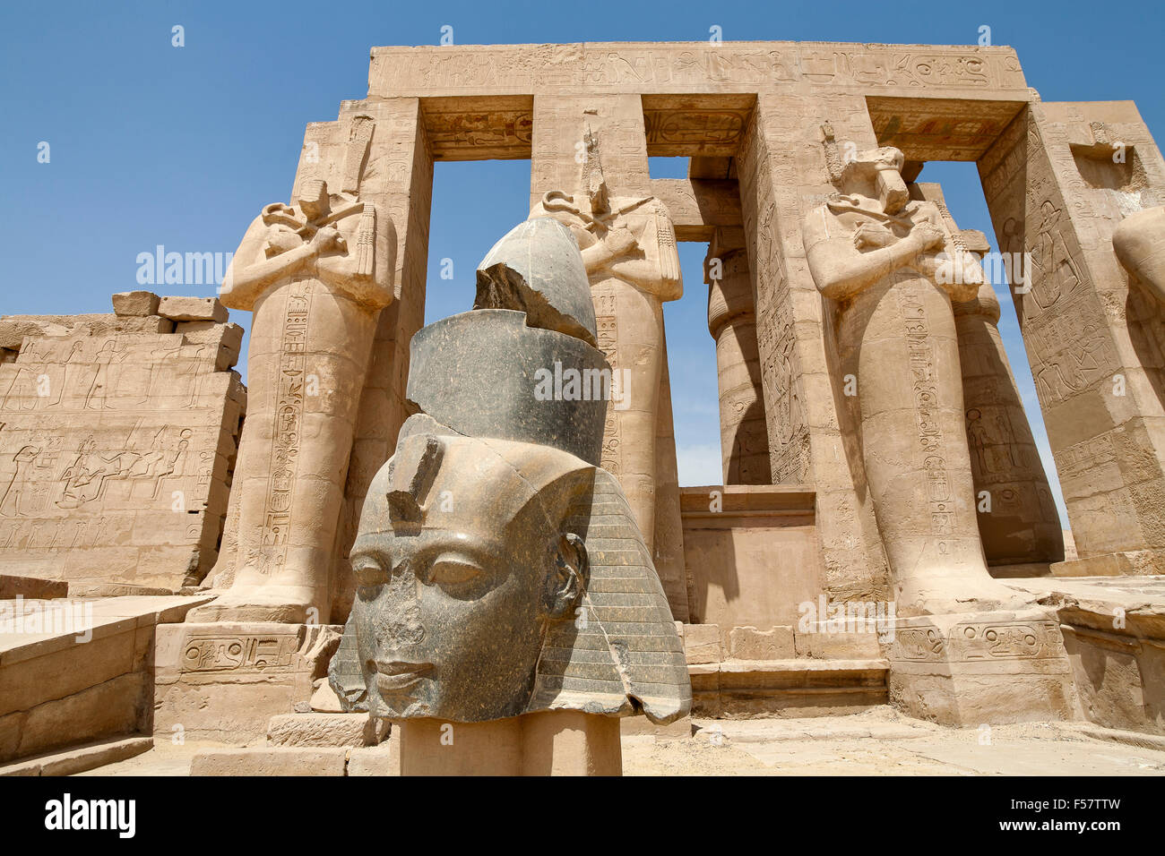 Head of Ramesses II in the Ramesseum, Mortuary Temple of Ramesses II on ...