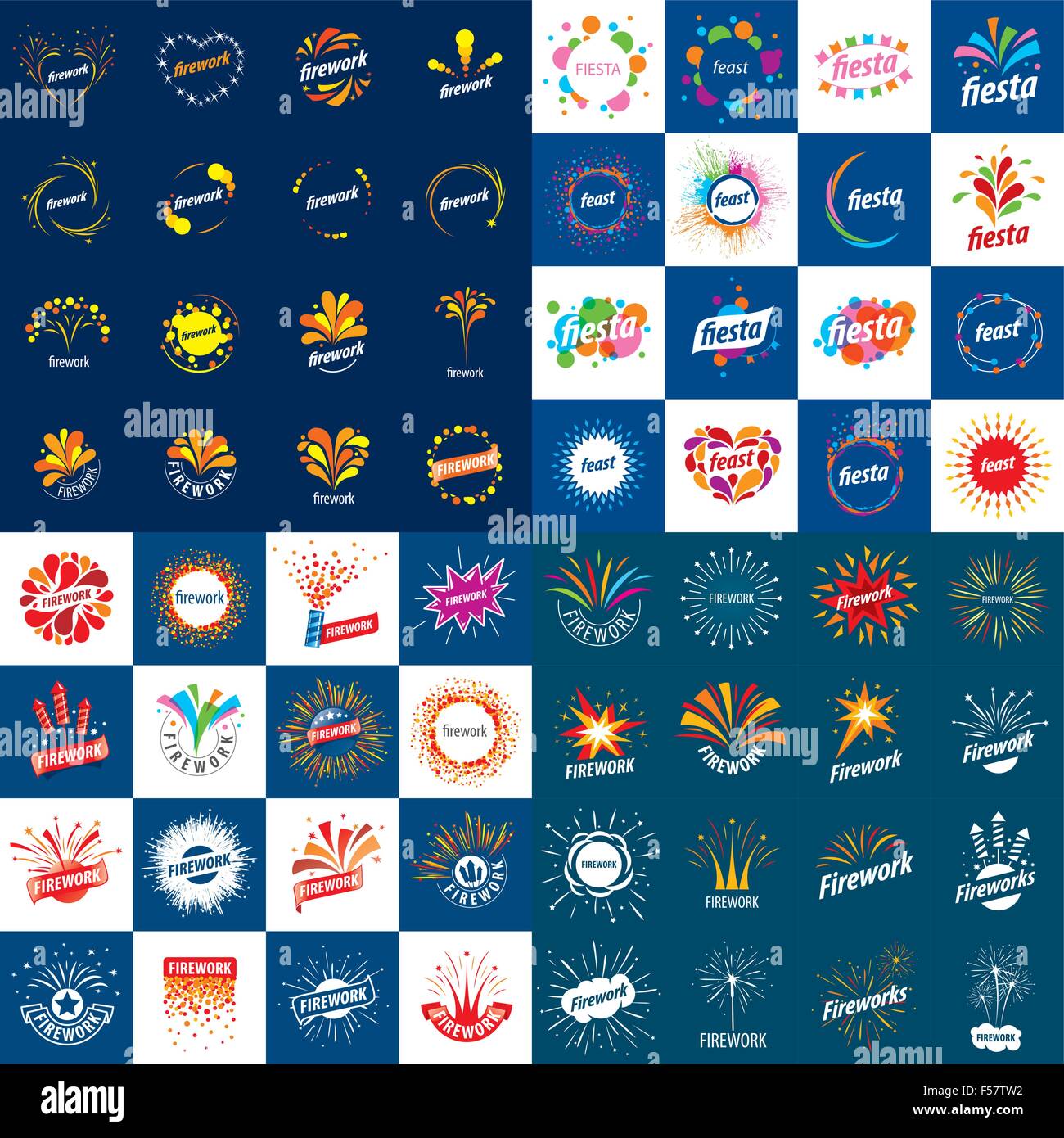 set of vector logos for fireworks Stock Vector Image & Art - Alamy