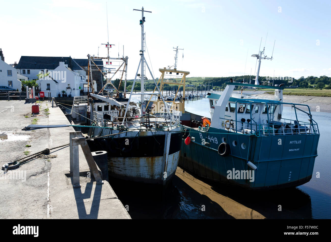 Scallop trawlers moored in Kirkcudbright, South West Scotland Stock ...