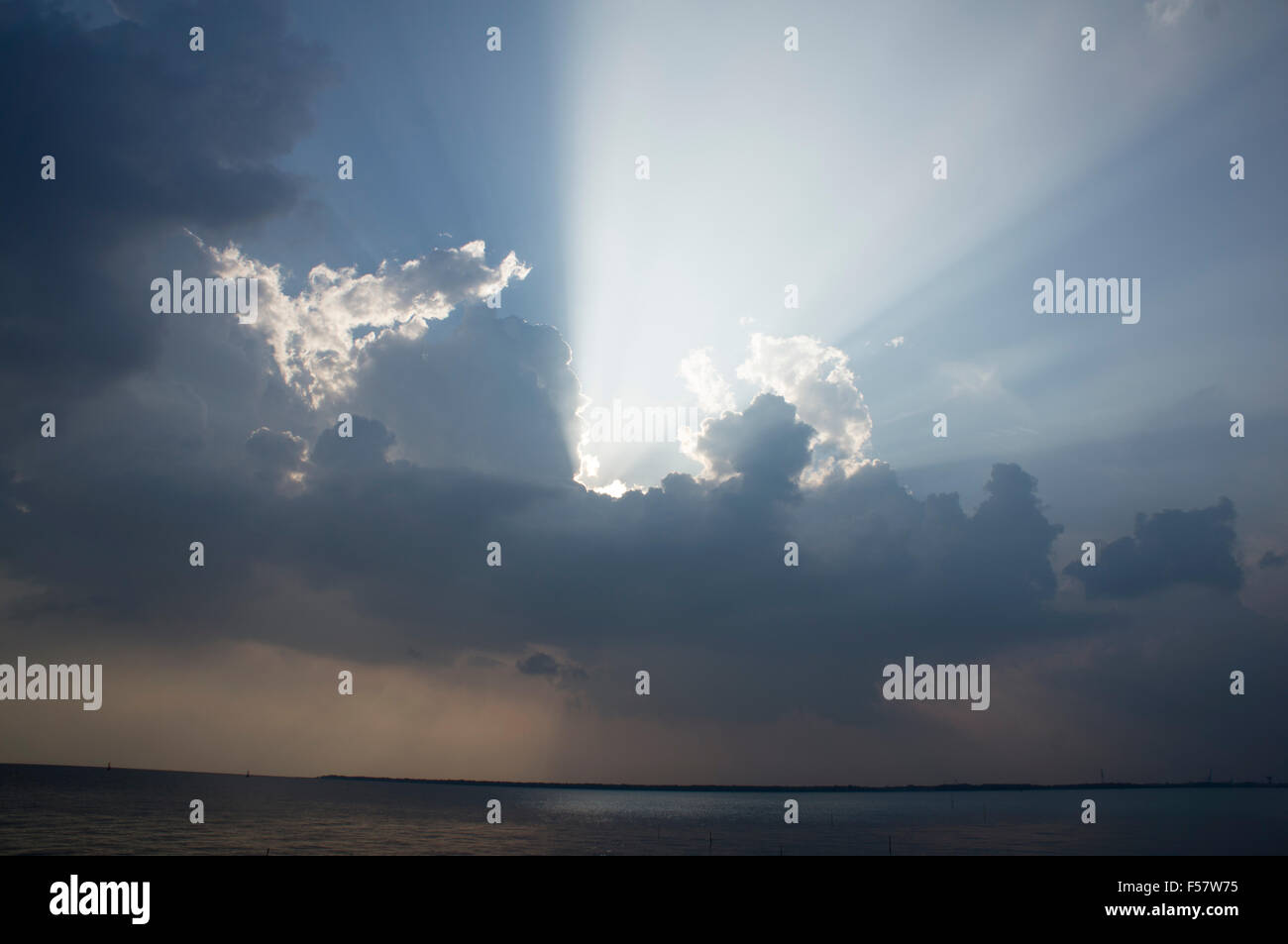 sky sunset ocean water sea blue evening summer clouds beach shore ...