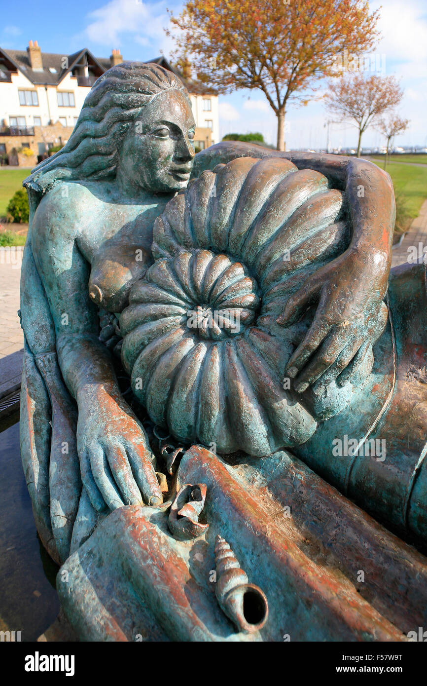 Malahide mermaid bronze statue quayside Dublin Ireland Stock Photo - Alamy