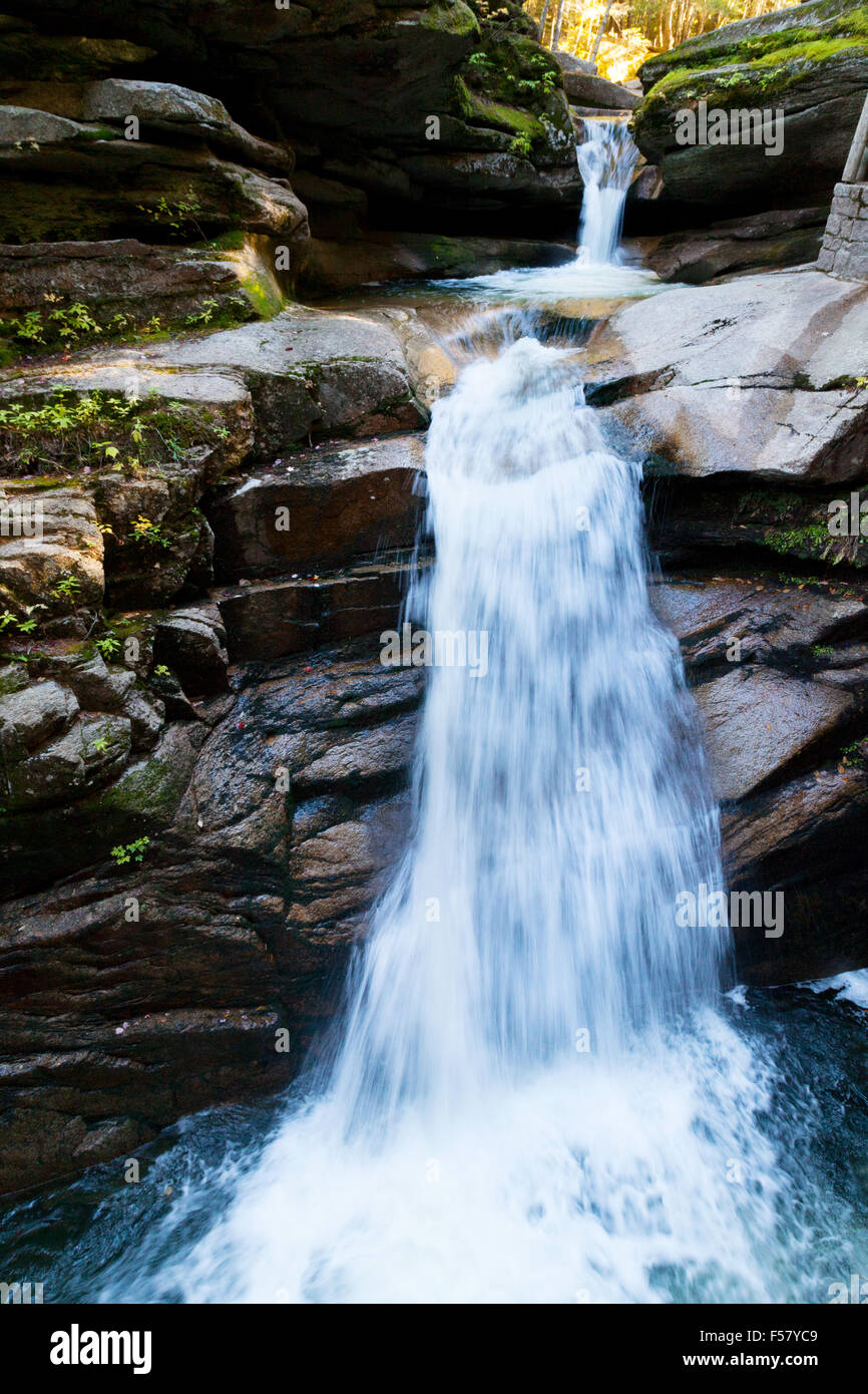 The Sabbaday Falls waterfall, Kancamagus Highway, White Mountains New ...
