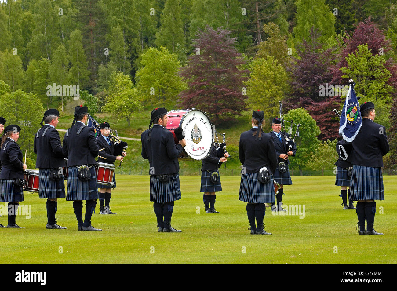 The Grampian Police Pipe Band at Balmoral Castle, Aberdeenshire ...