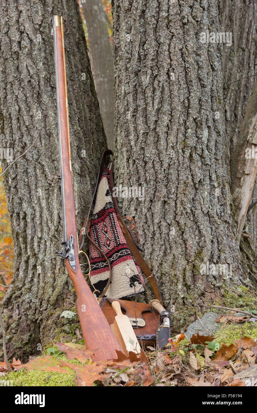 A custom made flintlock rifle in the Lancaster County style Stock Photo ...
