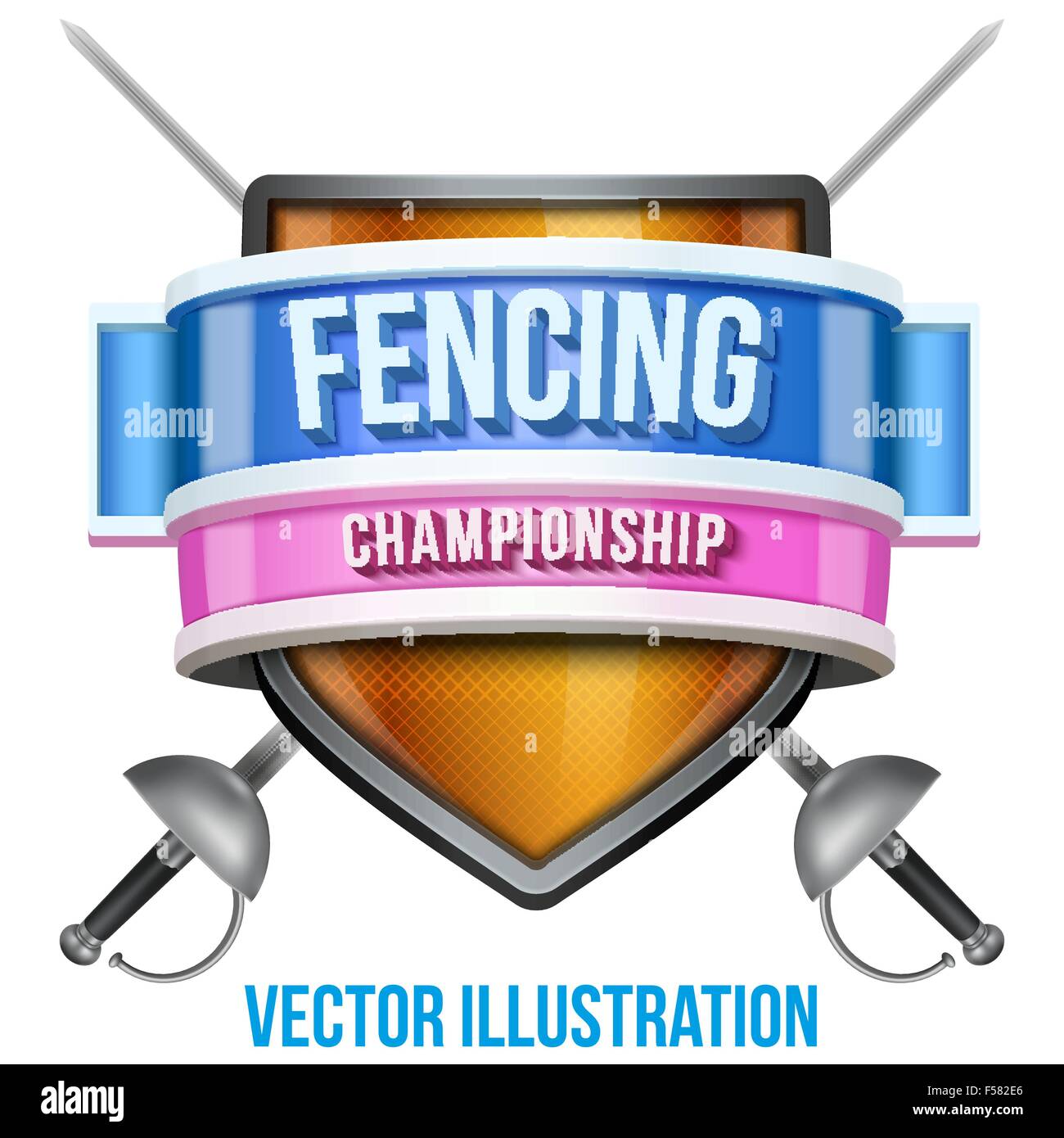 Label for fencing sport competition. Bright premium design. Vector ...