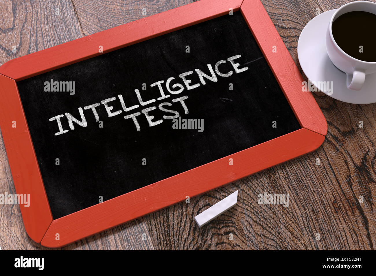 Intelligence Test Concept Hand Drawn on Red Chalkboard on Wooden Table ...
