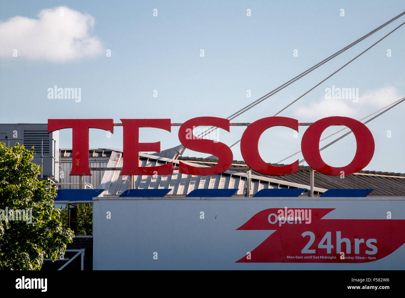A Tesco sign ontop of a superstore in Bristol, UK Stock Photo - Alamy