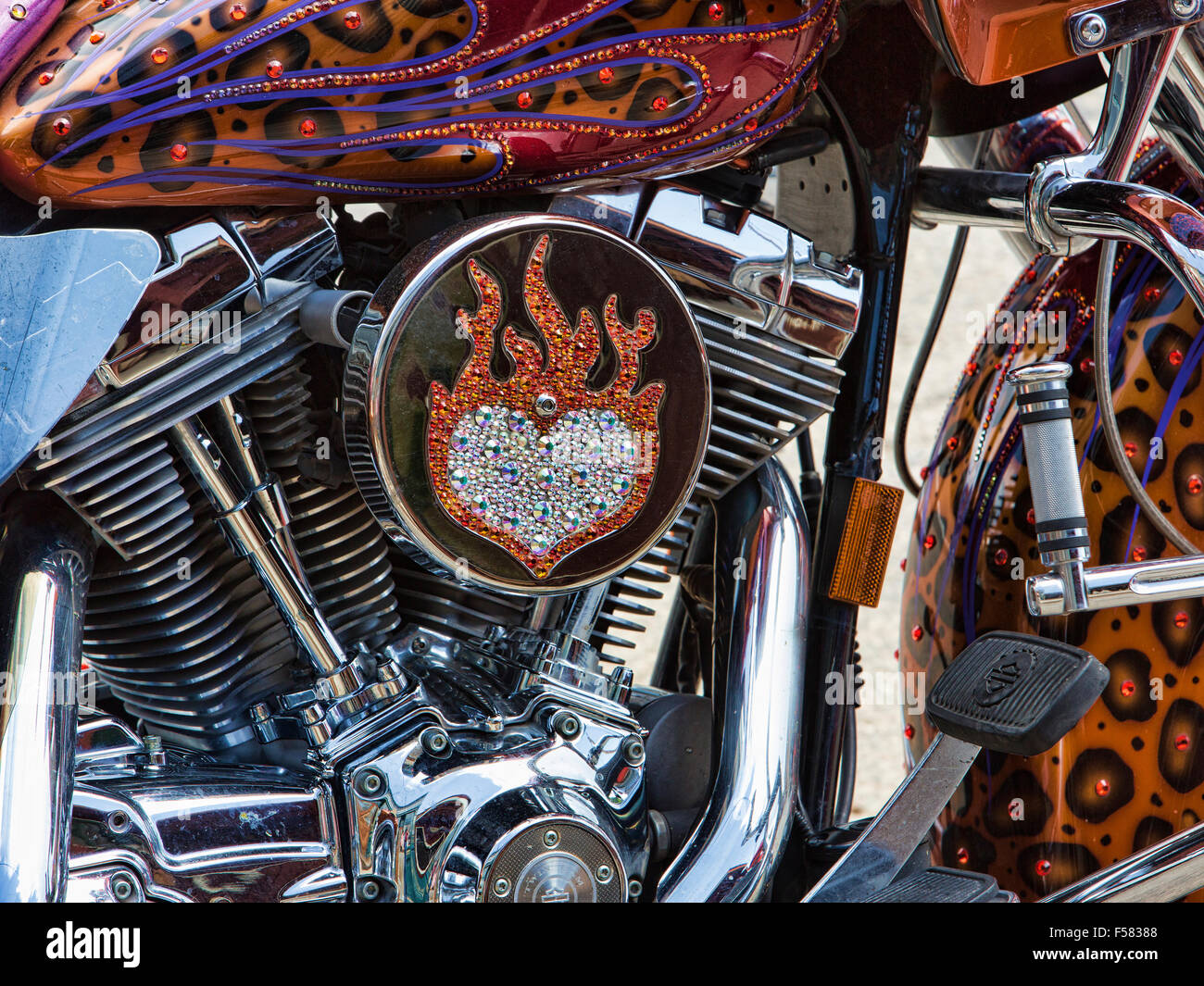 Custom motorcycle bead dazzle engine Stock Photo - Alamy