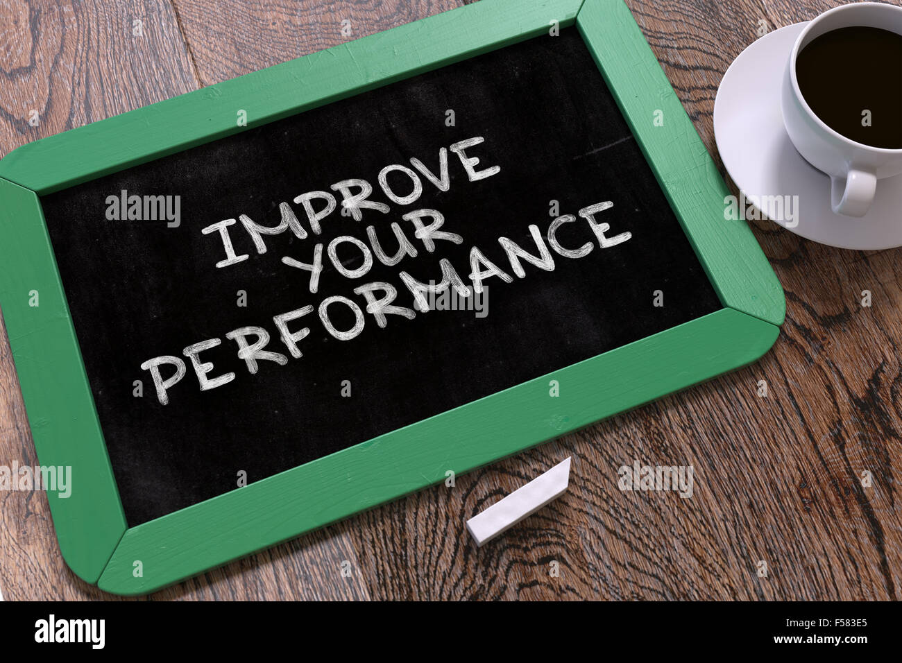 Hand Drawn Improve Your Performance. Inspirational Quote on Small Green ...