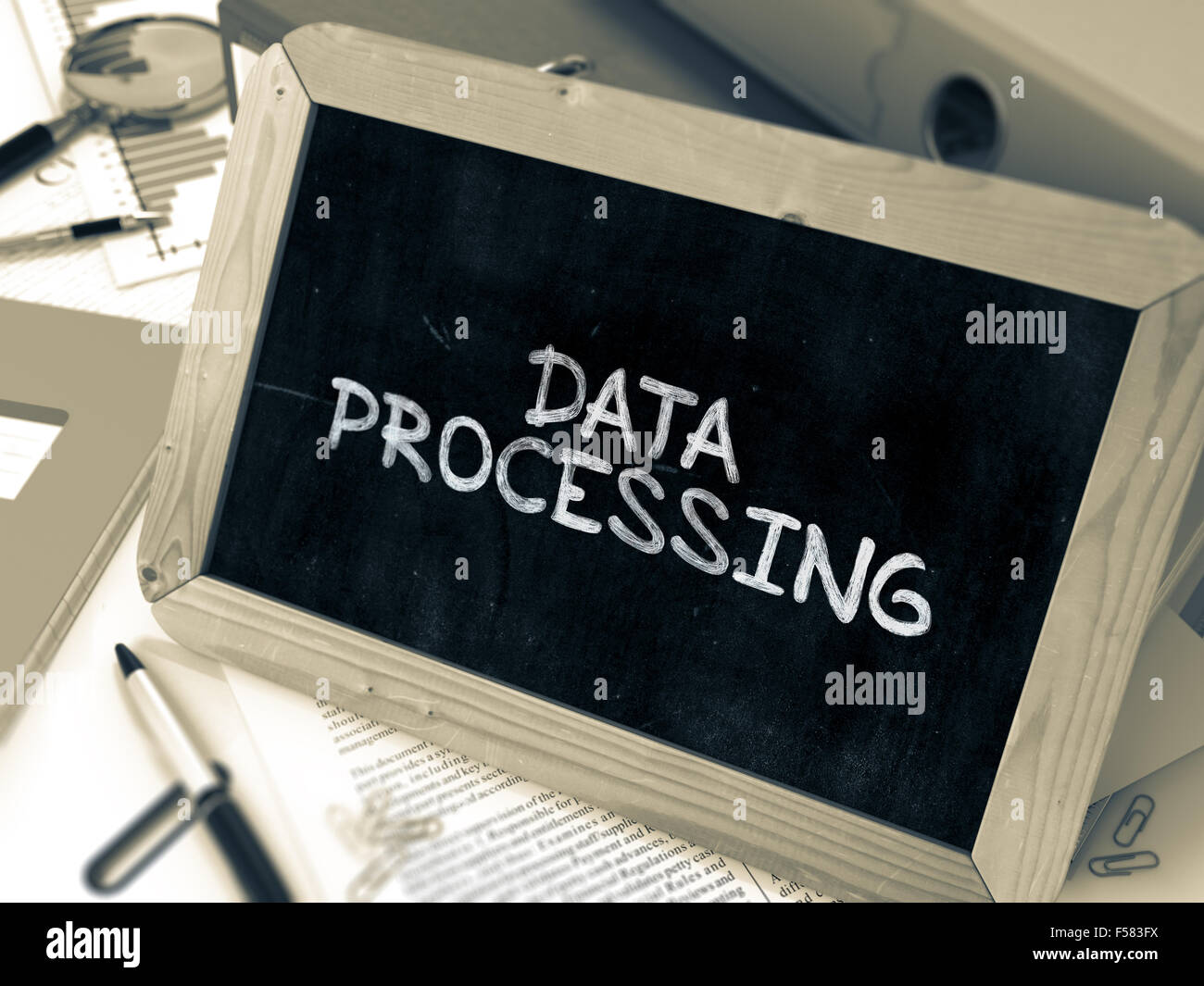 Handwritten Data Processing on a Chalkboard. Composition with ...