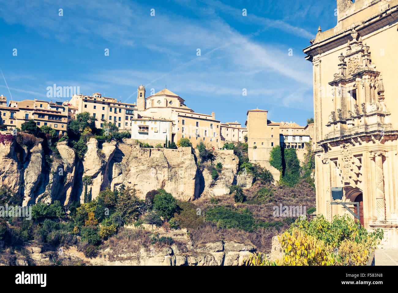 Hanging houses of Cuenca panoramic. Spain. UNESCO World Heritage site ...