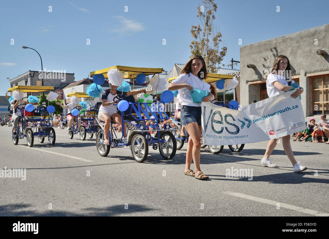A YOUNG "Yes" team walking in the parade in Penticton on August 08 2015 ...