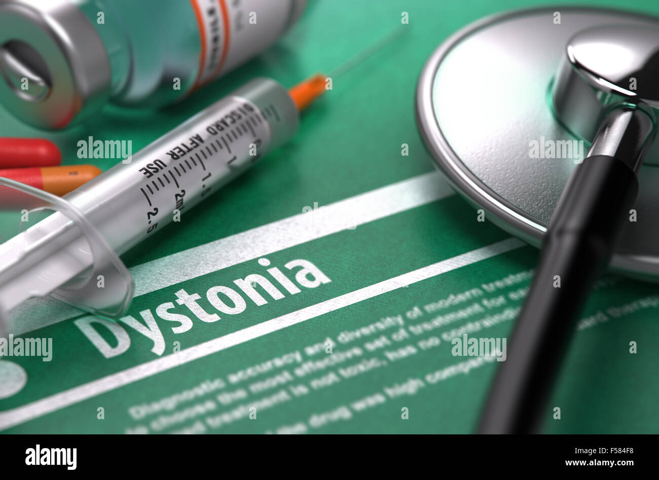 Diagnosis - Dystonia. Medical Concept on Green Background with Blurred ...