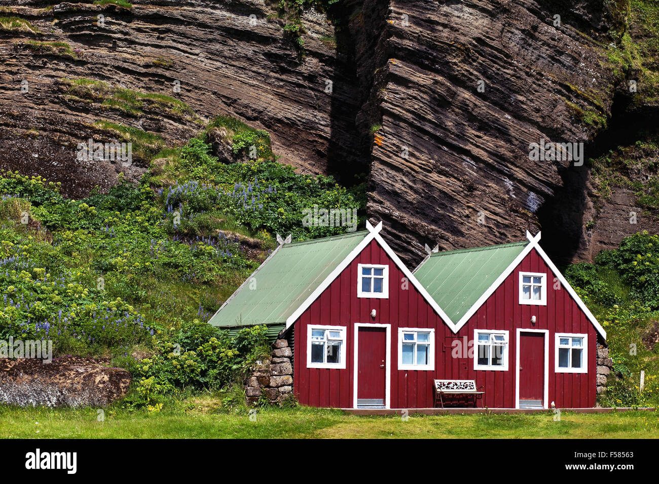 scandinavian traditional houses in Iceland Stock Photo - Alamy
