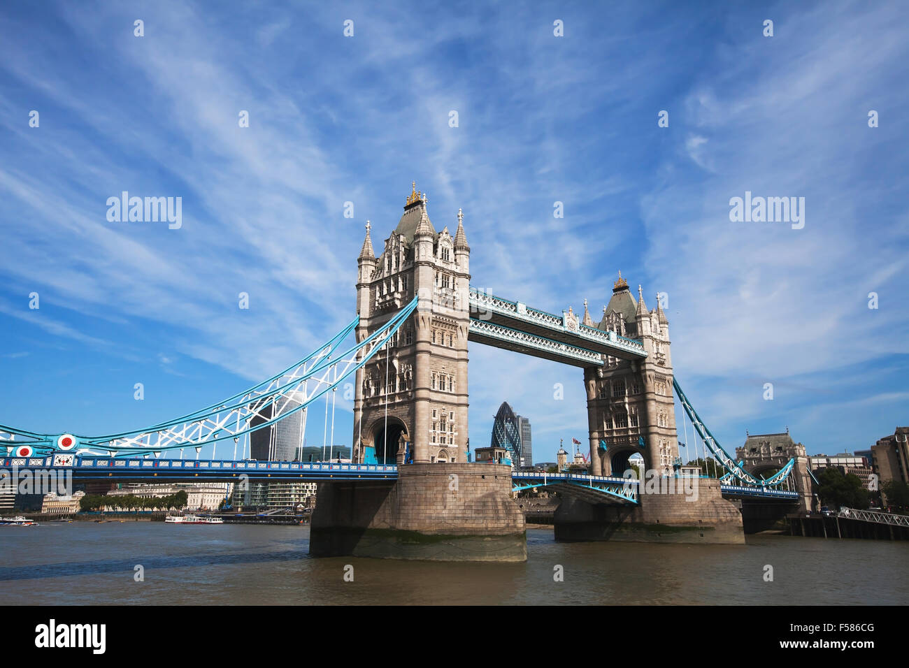 Tower Bridge in London with blue sky Stock Photo - Alamy