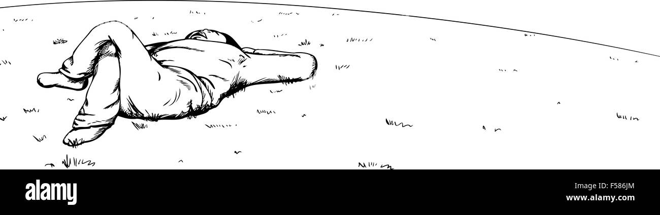 Outline of single male adult laying down on hill Stock Photo - Alamy