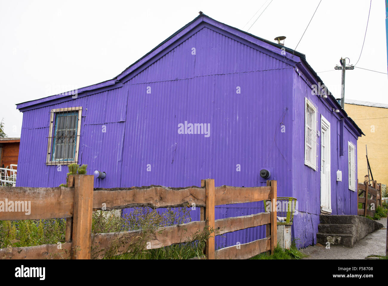 Purple building, Ushuaia Stock Photo - Alamy