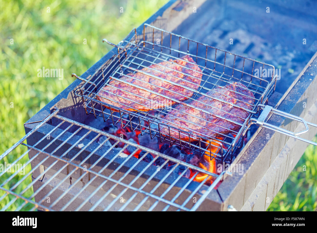 Two Ribeye Steaks Barbecue Cooking Stock Photo - Alamy