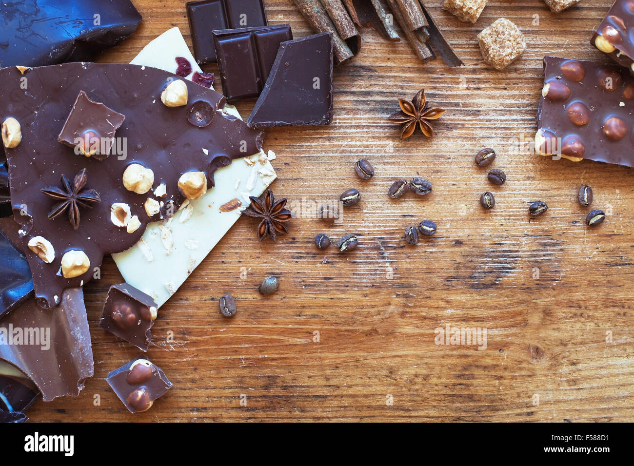 Dark chocolate praline wood hi-res stock photography and images - Alamy