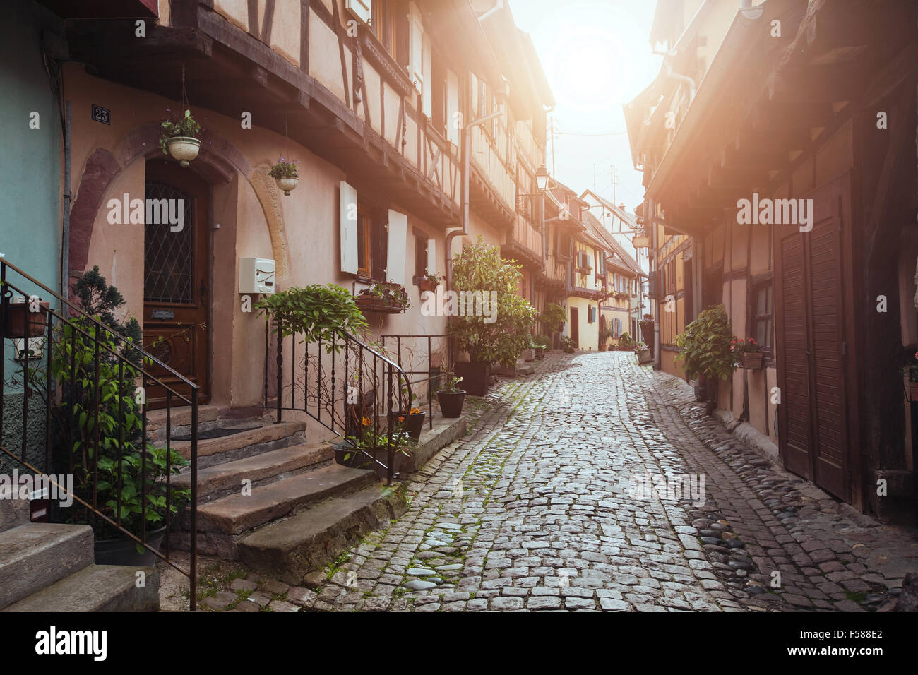 cozy street in Europe Stock Photo - Alamy