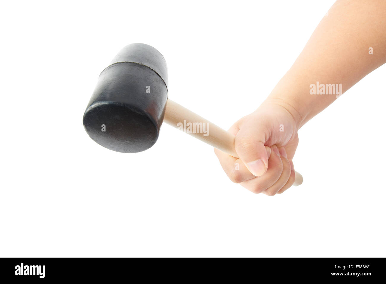 Hand holding black mallet hammer hi-res stock photography and images ...