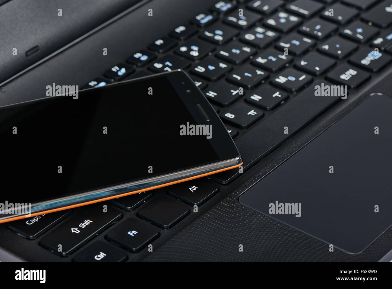 closeup of smartphone on a korean keypad of laptop Stock Photo - Alamy