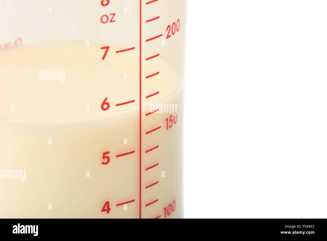 closeup of scale in a baby milk bottle, isolated on white Stock Photo ...