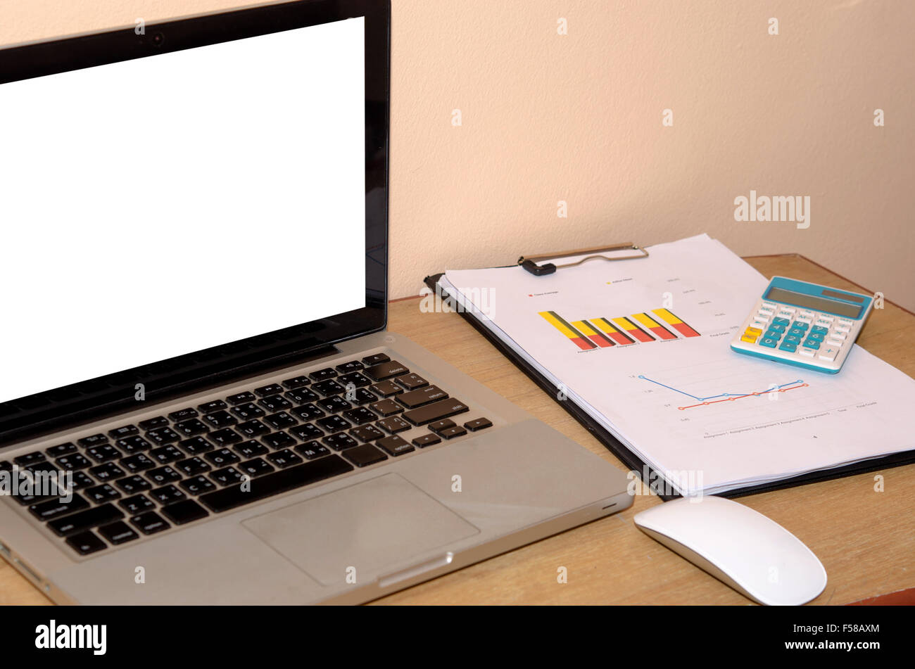 computer and document on the desk Stock Photo - Alamy