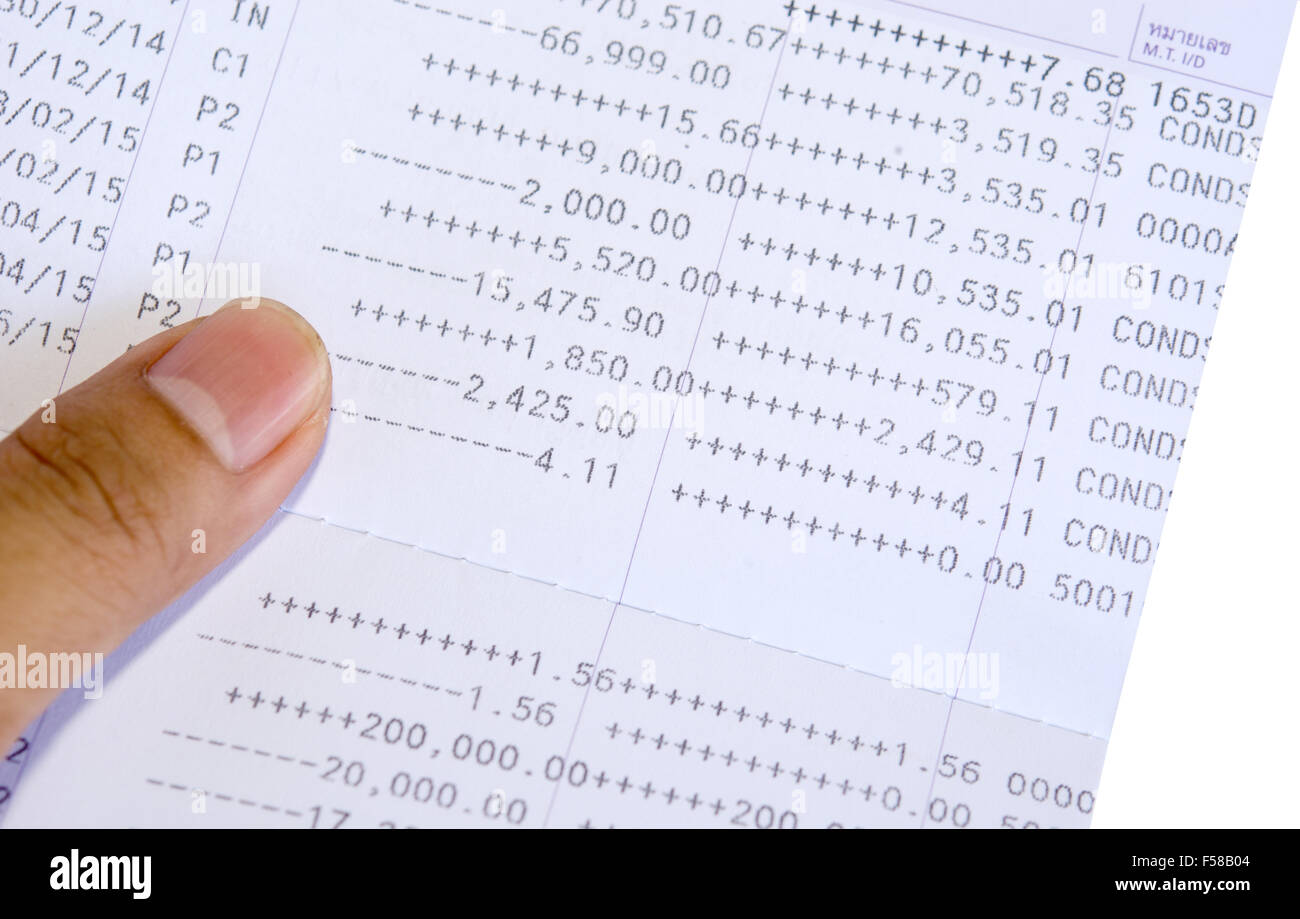 Close up bank statement, passbook Stock Photo - Alamy