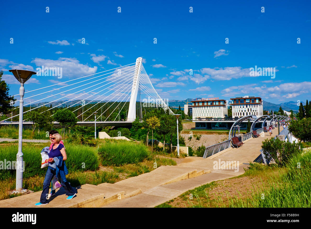 Montenegro, central region Podgorica capital city, millennium bridge ...