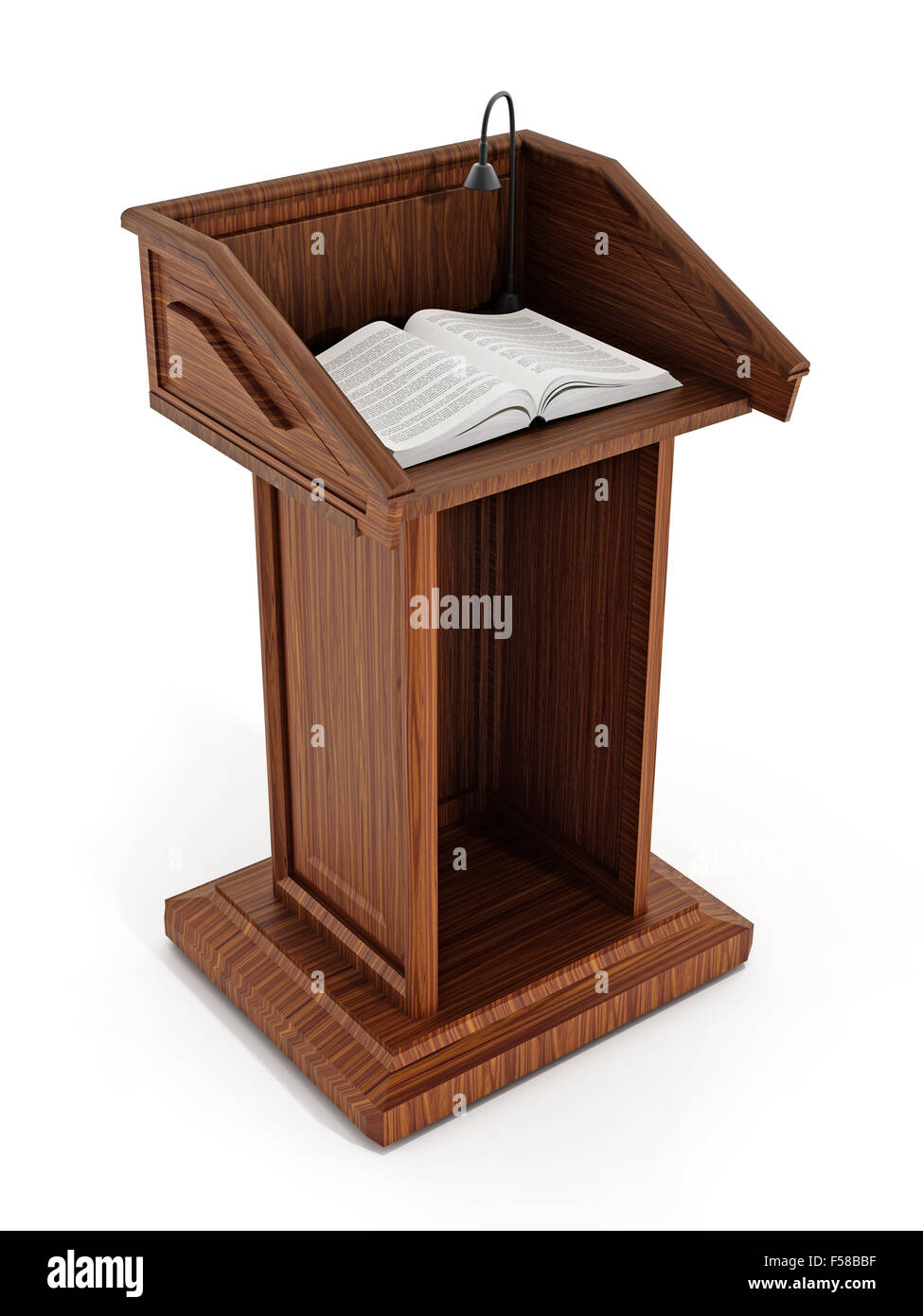 Lectern with open pages isolated on white background Stock Photo - Alamy