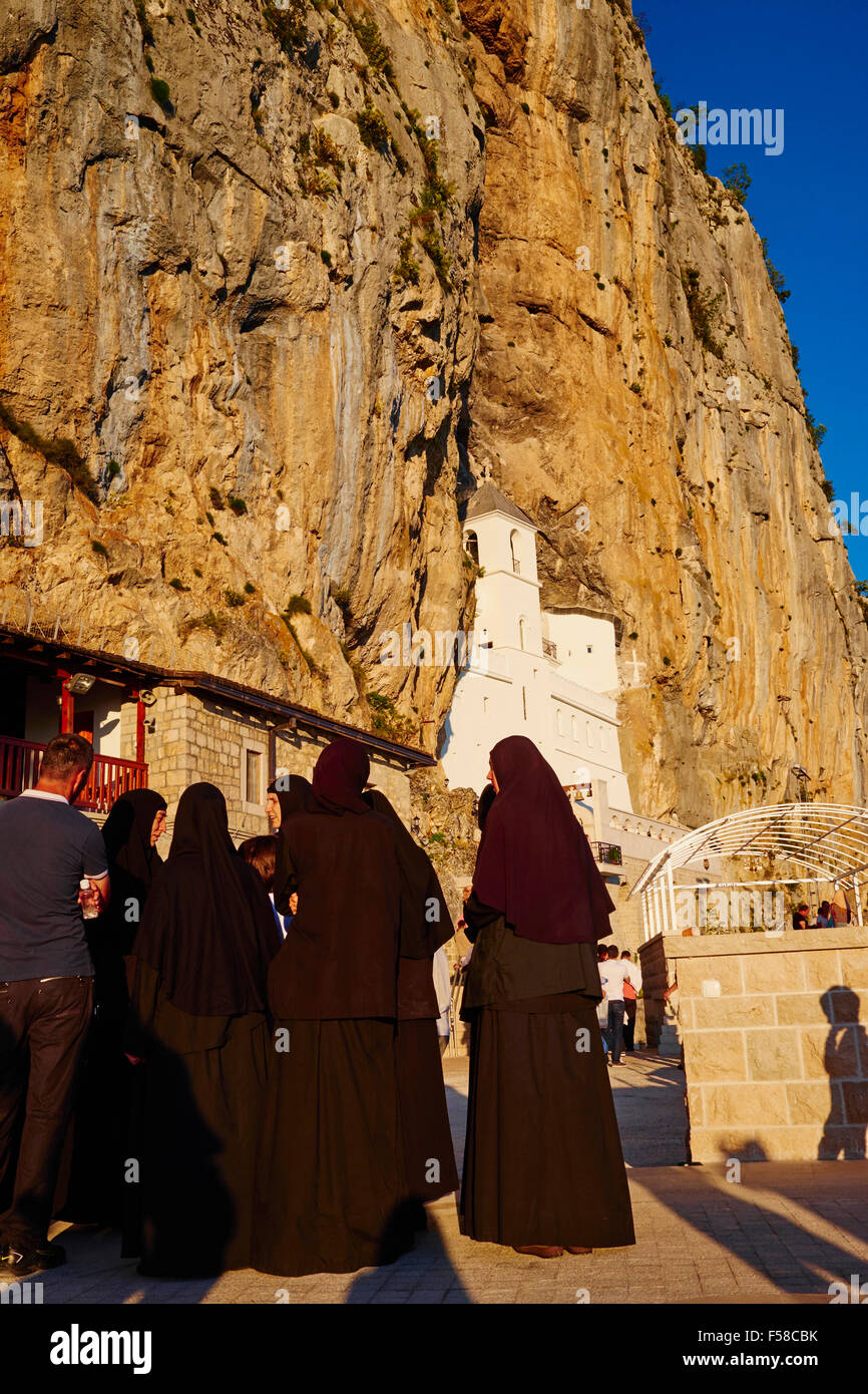 Montenegro Ostrog Orthodox monastery from 17 century, Piva valley Stock ...