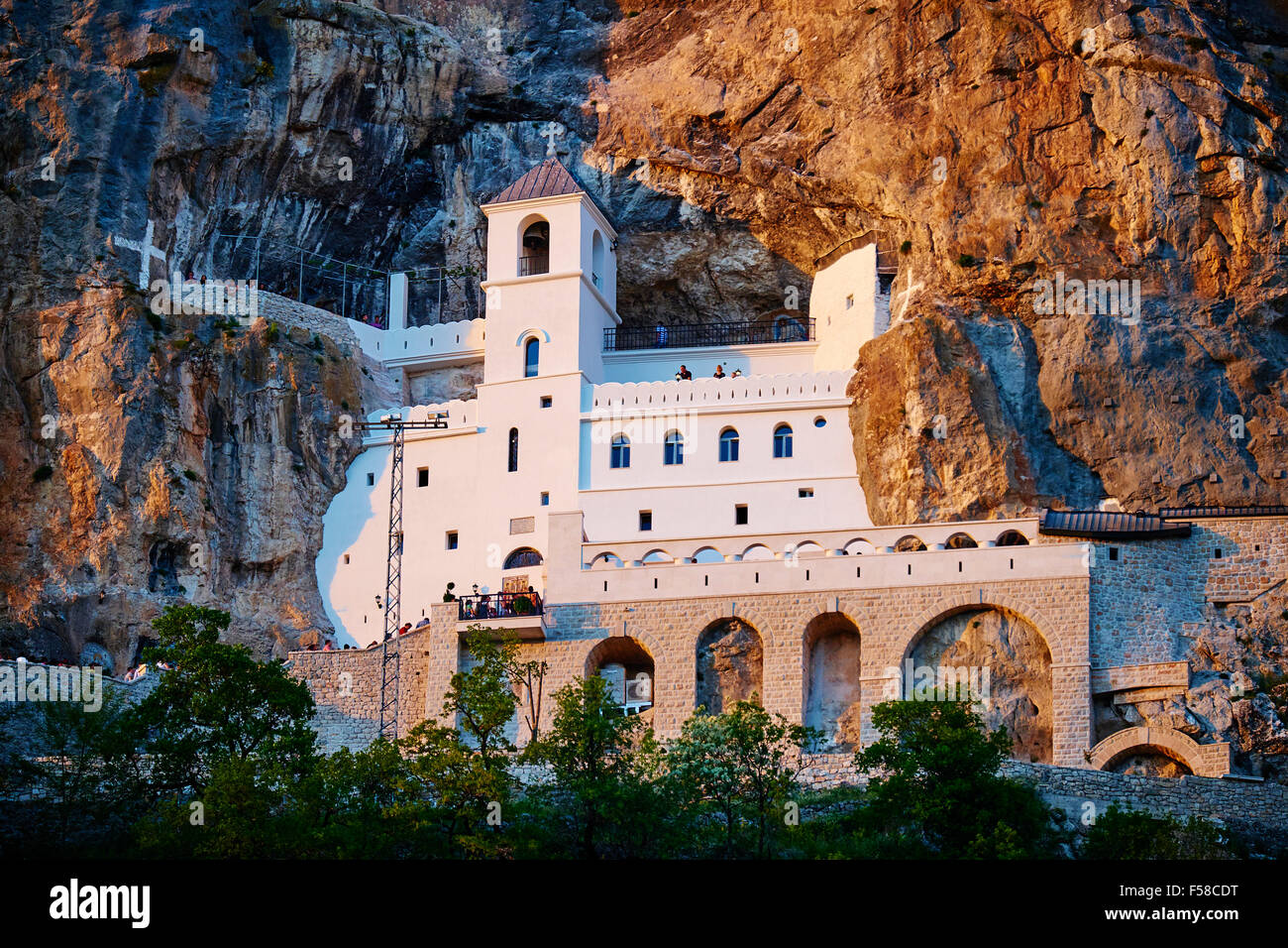 Montenegro Ostrog Orthodox monastery from 17 century, Piva valley Stock ...
