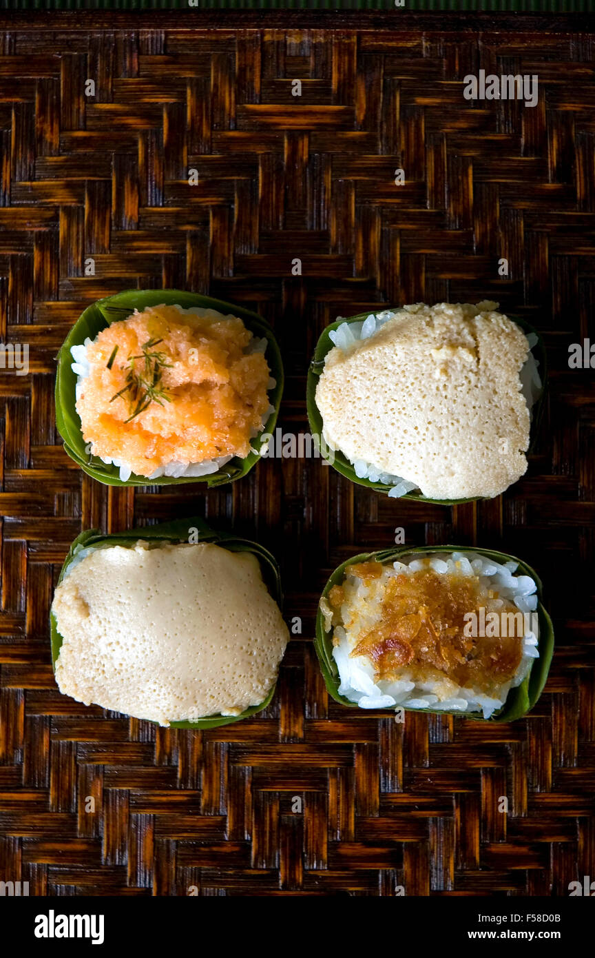 four cup of Thai native dessert Stock Photo - Alamy