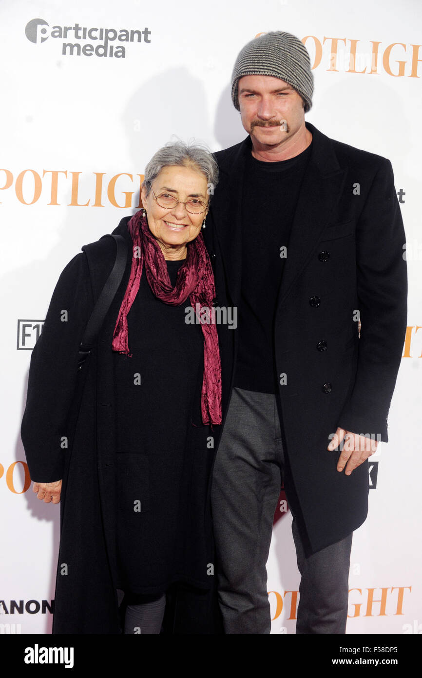 New York City. 27th Oct, 2015. Liev Schreiber and Heather Schreiber ...