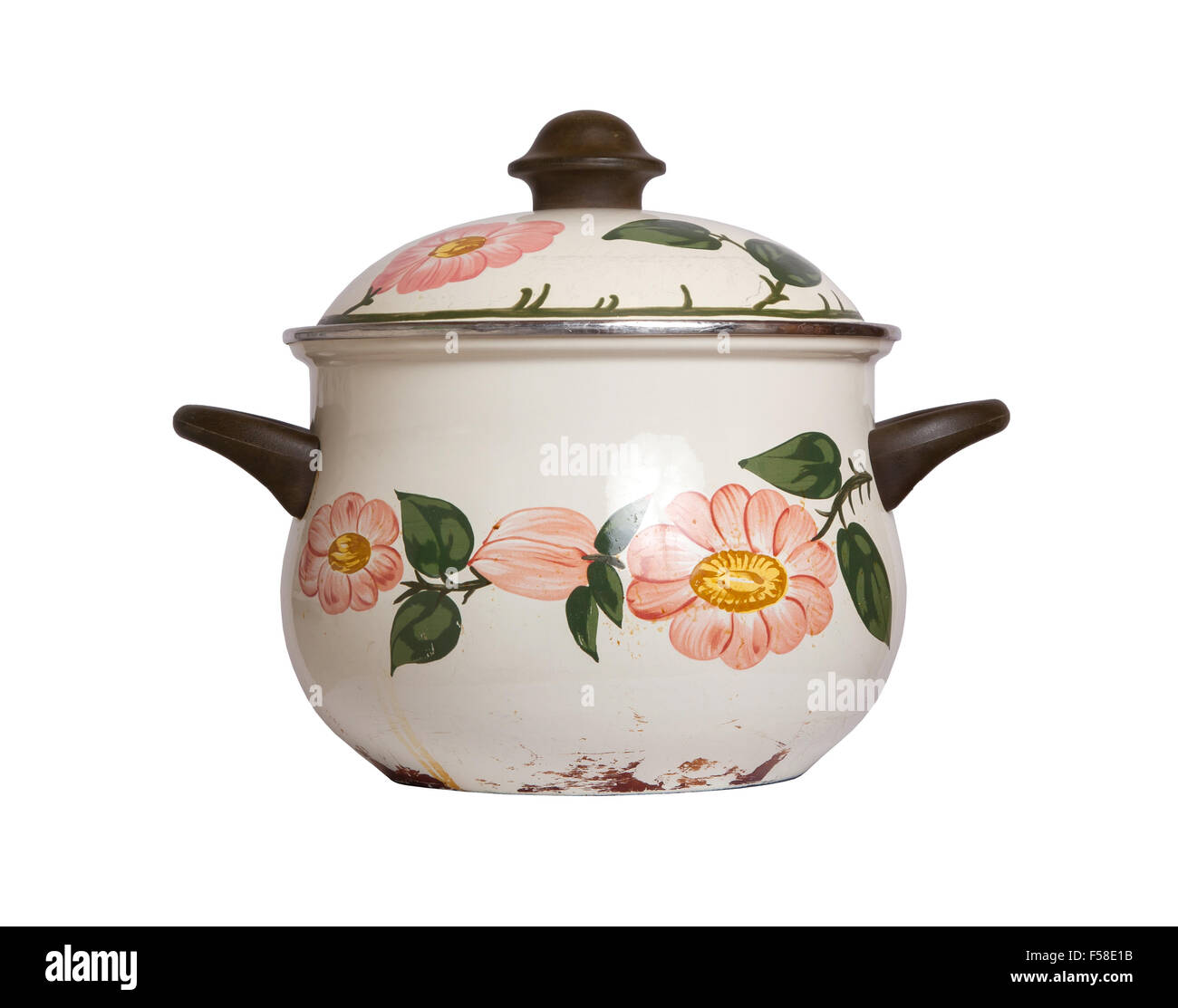 Old cooking pot isolated on white background Stock Photo - Alamy