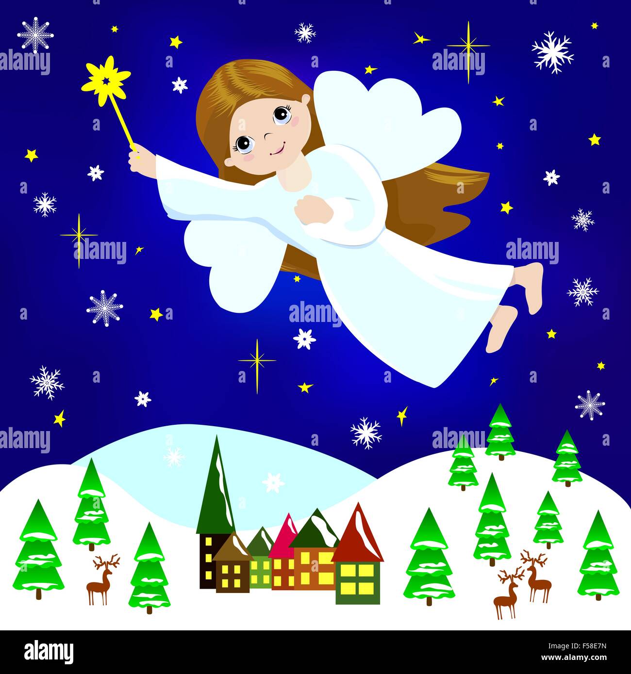 Christmas angel cartoon hi-res stock photography and images - Alamy