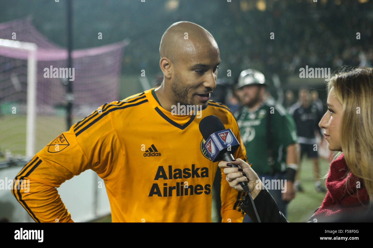Portland, Oregon, USA. 29th Oct, 2015. ADAM LARSEN KWARASEY (12) is ...