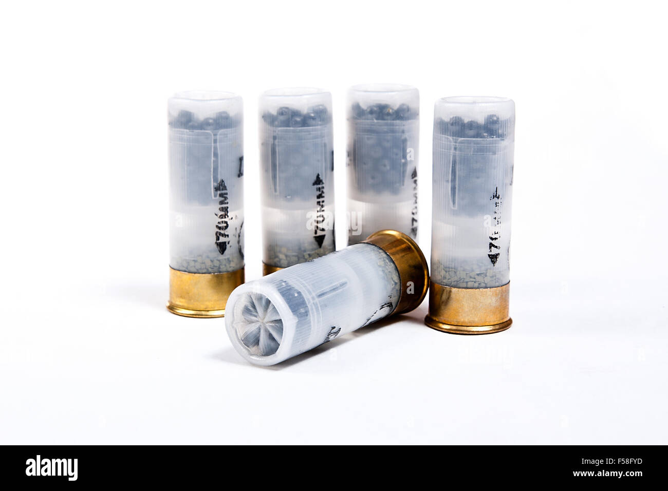 Four cartridges for hunting rifle isolated on white background Stock ...