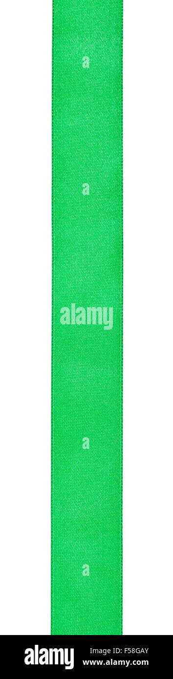 vertical narrow green satin ribbon isolated on white background Stock ...
