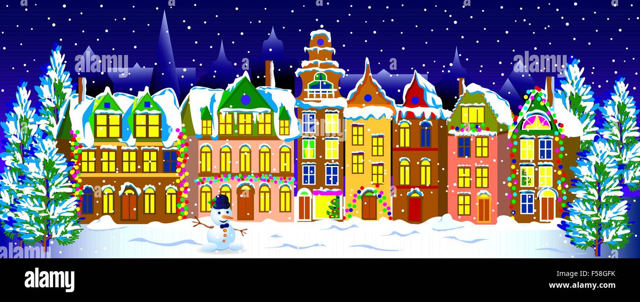 Neighborhood in winter Stock Vector Images - Alamy