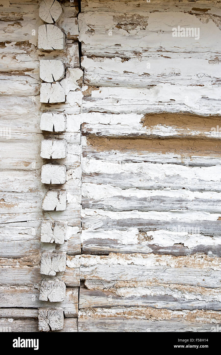 Vintage background texture. Wooden wall of old rural house from logs ...
