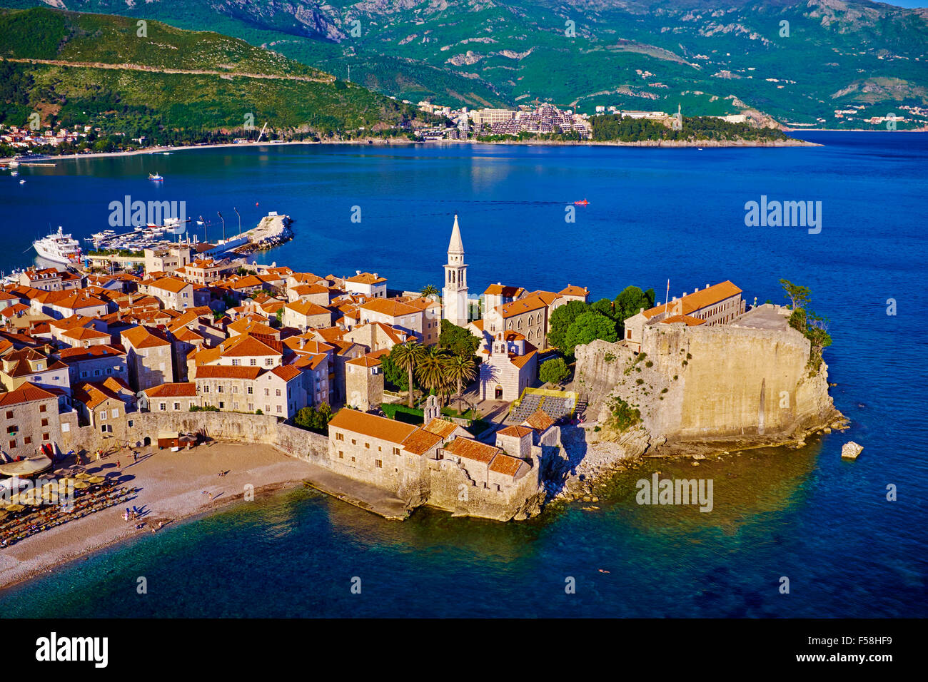 Montenegro, Adriatic coast, old city of Budva, Stari Grad Stock Photo ...