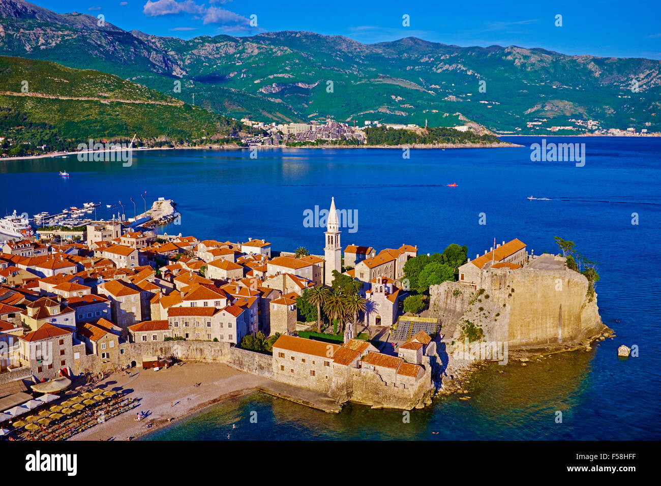 Montenegro, Adriatic coast, old city of Budva, Stari Grad Stock Photo ...