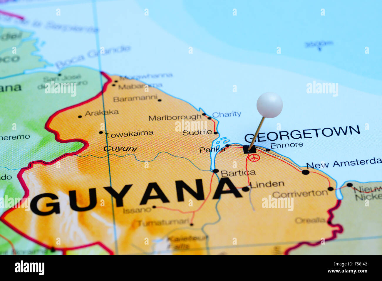 Georgetown pinned on a map of America Stock Photo - Alamy